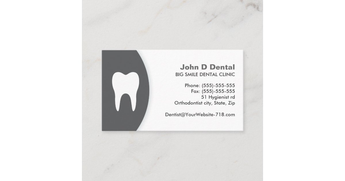 Dark gray and white dental dentist business card | Zazzle
