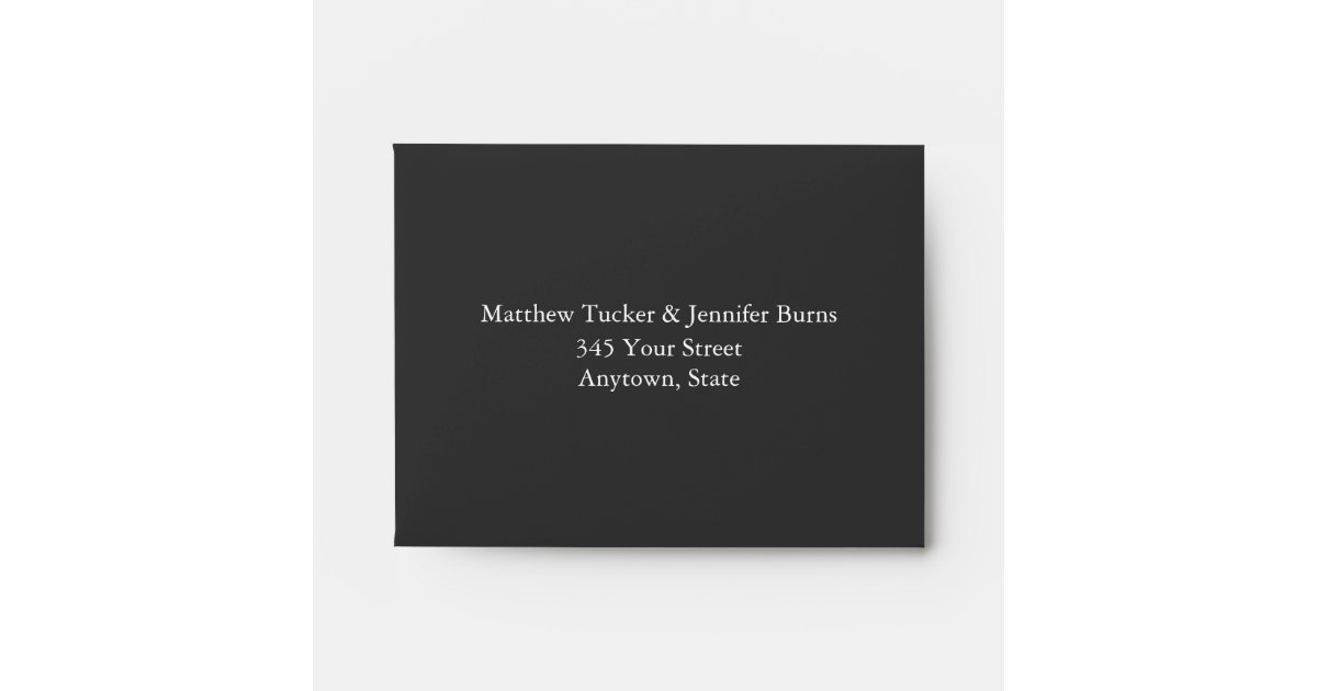 Dark Gray & Black Envelope w/ Pre-Printed Address | Zazzle