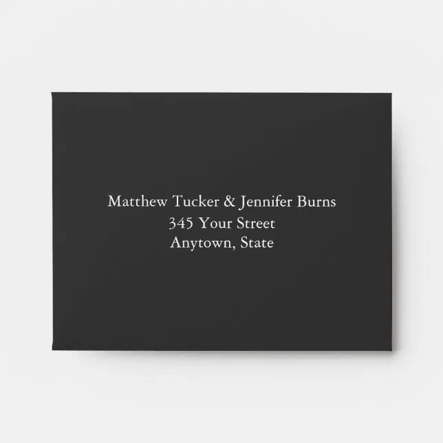 Dark Gray & Black Envelope w/ Pre-Printed Address | Zazzle