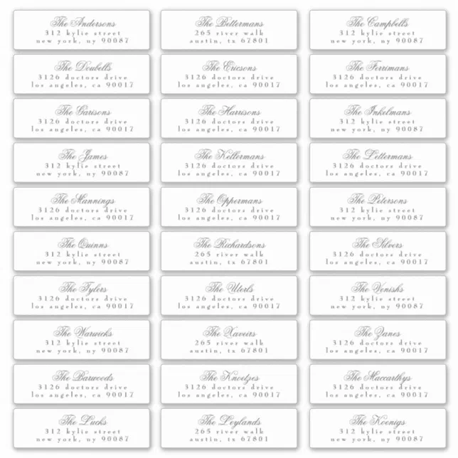Dark Gray Classic Calligraphy Address Guest Sticker | Zazzle