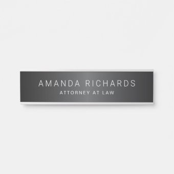 Dark gray gradient name and title door sign | Zazzle