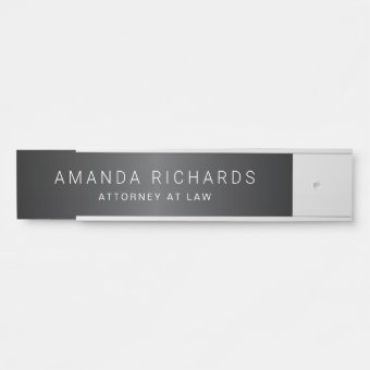 Dark gray gradient name and title door sign | Zazzle