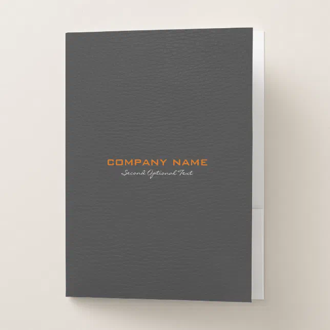Dark Gray Leather Look Customized Pocket Folder | Zazzle