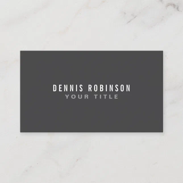 Dark gray modern generic simple masculine personal business card | Zazzle