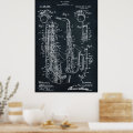 Dark Gray | Saxophone Patent Poster | Zazzle