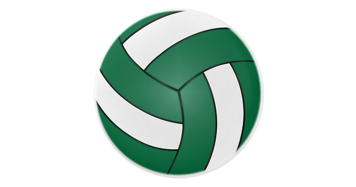 Dark Green and White Volleyball Ceramic Knob | Zazzle