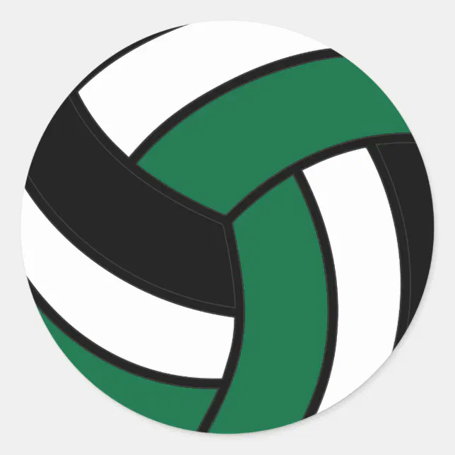Dark Green and White Volleyball Classic Round Sticker | Zazzle