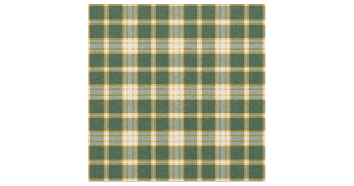 Dark Green and Yellow Gold Sporty Plaid Fabric | Zazzle