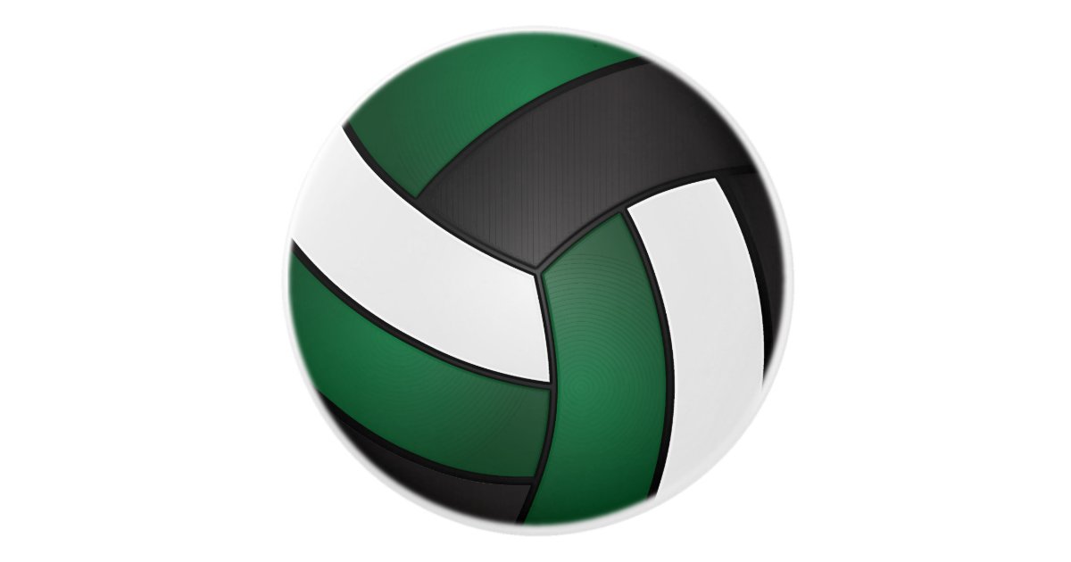 Dark Green, Black and White Volleyball Ceramic Knob | Zazzle