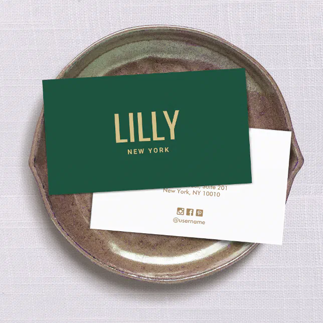 Dark Green Bold Modern Typography Business Card | Zazzle