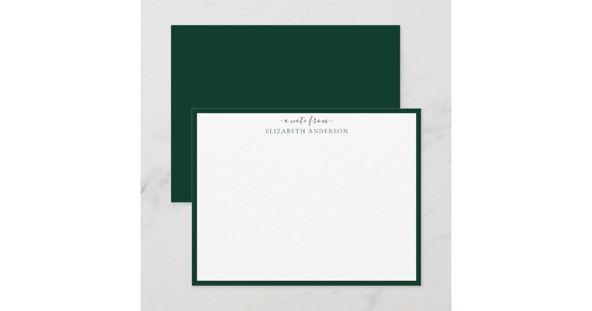 Dark Green Classic Border Note Card | Zazzle