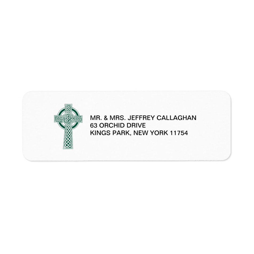 Dark Green Cross with Return Address Label | Zazzle