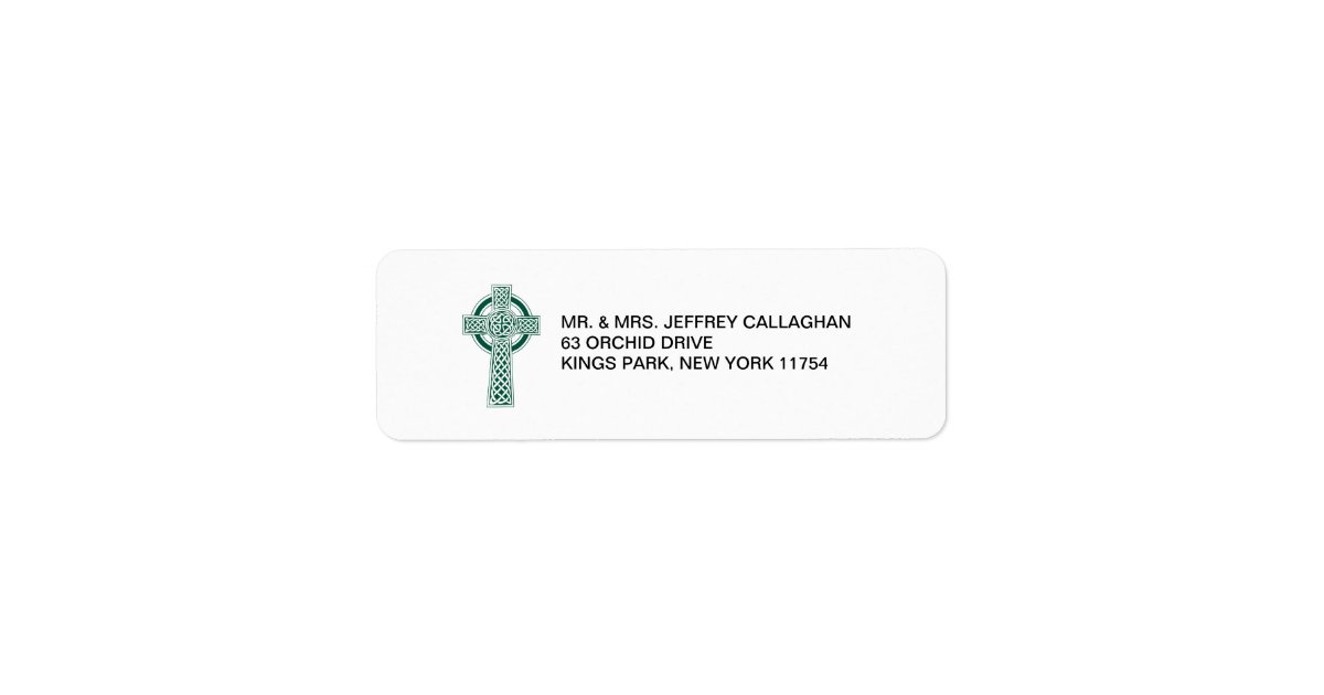 Dark Green Cross with Return Address Label | Zazzle