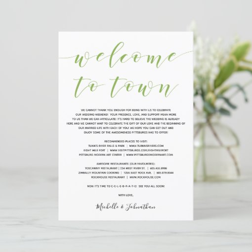 Dark green Elegant Welcome to town Invitation | Zazzle