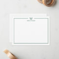 Dark Green Formal Classic Family Monogram Minimal Note Card | Zazzle