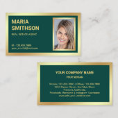 Dark Green Gold Foil Real Estate Realtor Photo Business Card | Zazzle