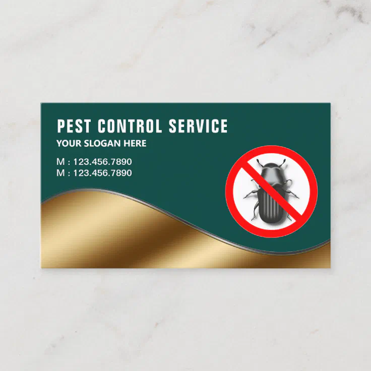 Dark Green Gold Pest Control Service Business Card | Zazzle