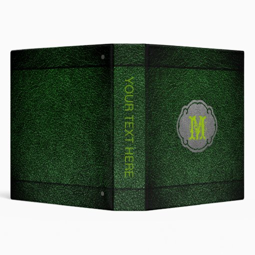 Dark Green Leather 3 Ring Binder | Zazzle