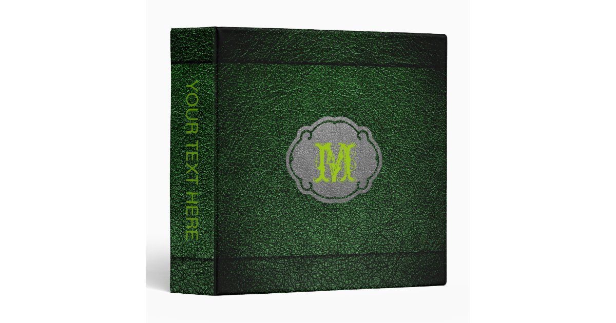 Dark Green Leather 3 Ring Binder | Zazzle
