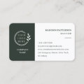 Dark Green Logo QR Code Minimalist Business Card | Zazzle