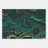 Dark Green Malachite and Gold Foil Strata Veining Wrapping Paper Sheets ...