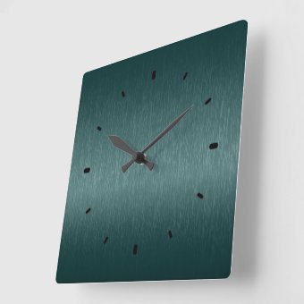 Dark Green Metallic Design Brushed Steel Look Square Wall Clock | Zazzle