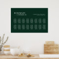 Dark Green Modern Seating Chart Find Your Seat | Zazzle