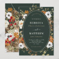 Dark Green Romantic Boho Floral Botanical Wedding Invitation | Zazzle