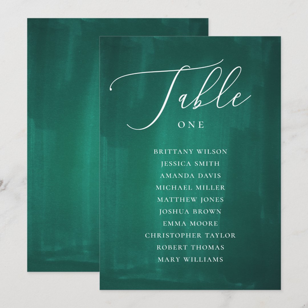 Dark green seating chart. Emerald elegant wedding Invitation | Zazzle