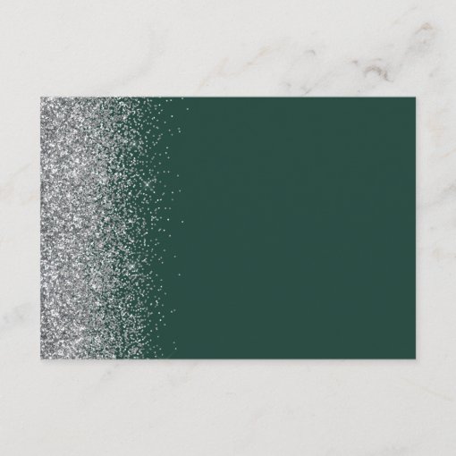 Dark Green Silver Glitter Edge Wedding Details Enclosure Card | Zazzle