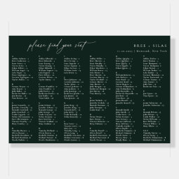Dark Green Wedding Alphabetical Seating Chart Foam Board | Zazzle