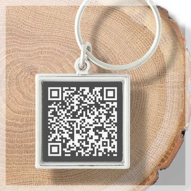 Dark Grey | Custom QR Code Scannable Keychain | Zazzle