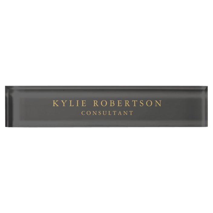 Dark Grey Gold Colors Professional Trendy Modern Desk Name Plate ...