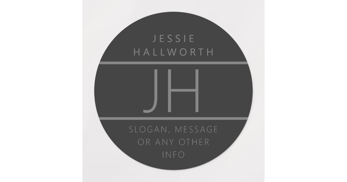 Dark Grey & Grey Modern Monogrammed Waterproof Labels | Zazzle