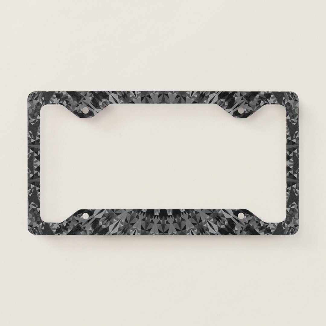 Dark Grey Triangle Mandala License Plate Frame | Zazzle