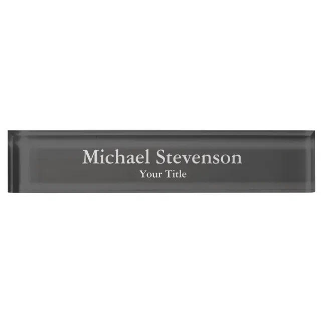 Dark Grey Unique Elegant Modern Minimalist Desk Name Plate | Zazzle