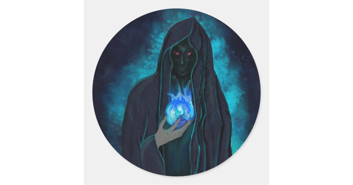 Dark Grim Reaper Specter holding his crystal ball Classic Round Sticker ...