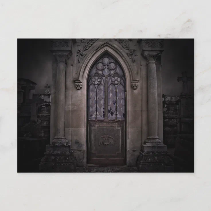 Dark Halloween Gothic graveyard crypt Postcard | Zazzle