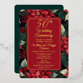 Dark Holiday Floral 50th Wedding Anniversary Party Foil Invitation | Zazzle