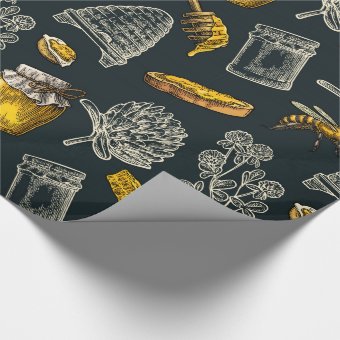 Dark Honey Bee Beehive Vintage Organic Natural Wrapping Paper | Zazzle