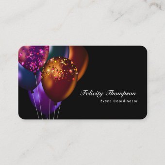 Dark Iridescent Balloons Event Industry QR Code Business Card | Zazzle