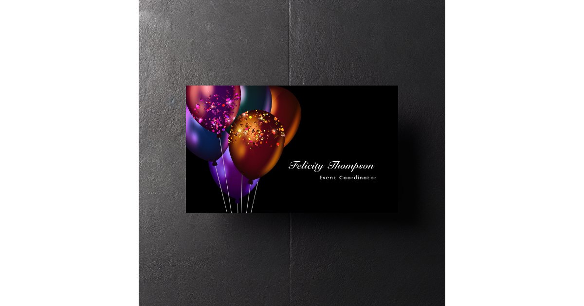 Dark Iridescent Balloons Event Industry QR Code Business Card | Zazzle