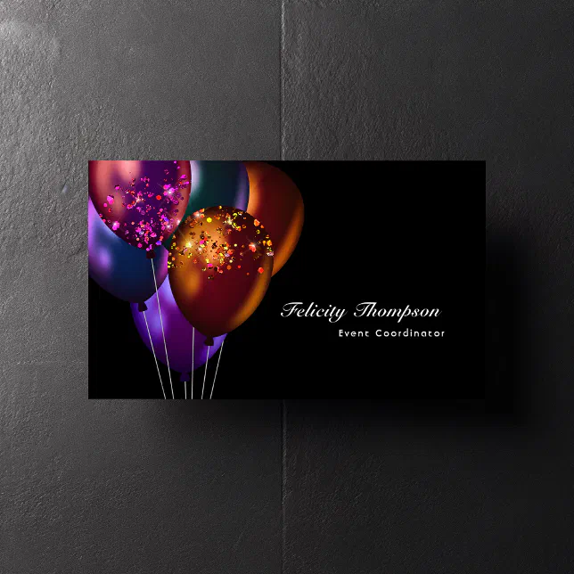 Dark Iridescent Balloons Event Industry QR Code Business Card | Zazzle
