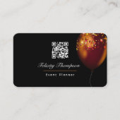 Dark Iridescent Balloons Event Planner QR Code Business Card | Zazzle
