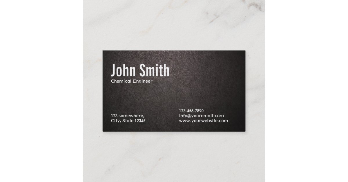 Dark Leather Chemical Engineer Business Card | Zazzle