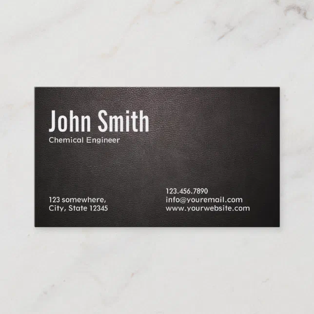 Dark Leather Chemical Engineer Business Card | Zazzle