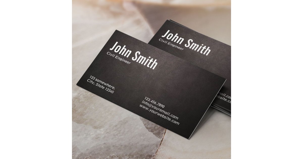 Dark Leather Civil Engineer Business Card | Zazzle