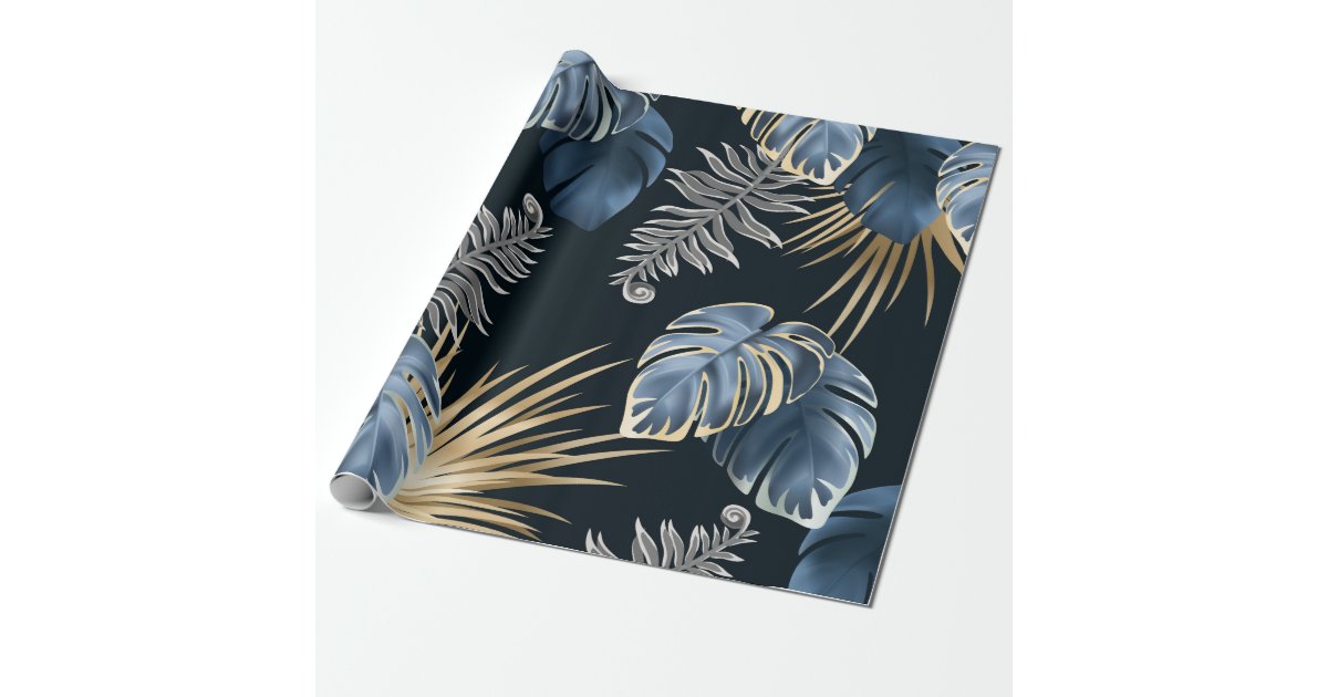 dark leaves tropic plants wrapping paper | Zazzle