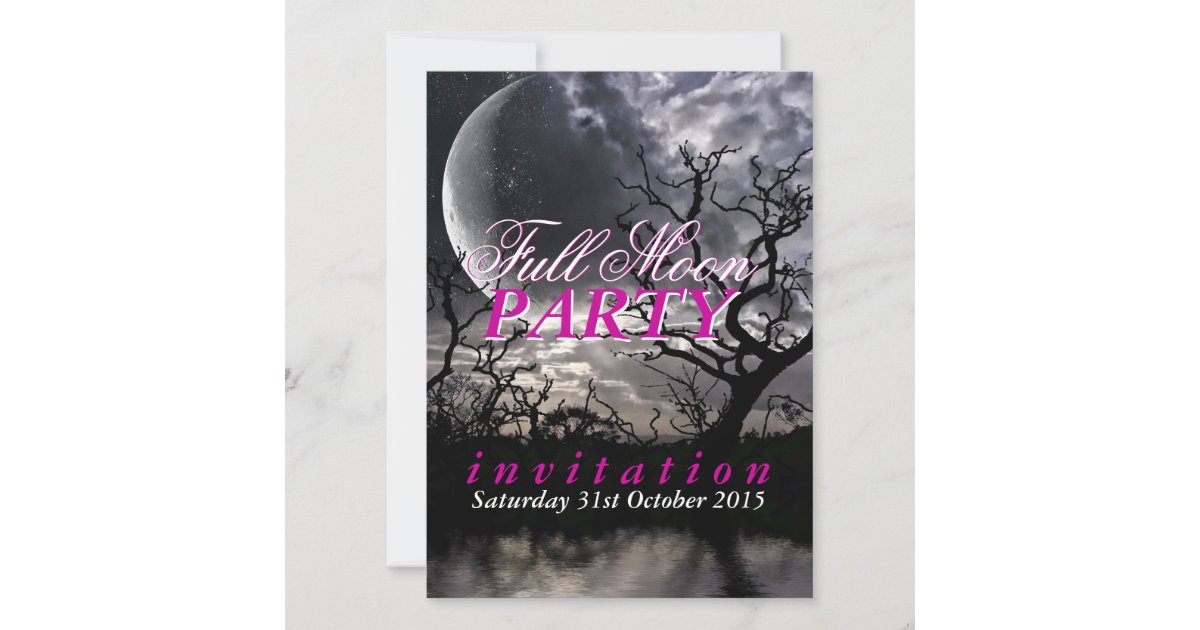 Dark Lunar Full Moon Party Invitations | Zazzle