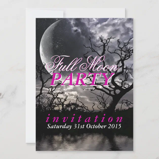 Dark Lunar Full Moon Party Invitations | Zazzle